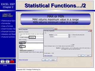 Excel Chapter 2 - Inserting Formulas in a Worksheet | PPT