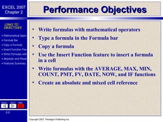 Excel Chapter 2 - Inserting Formulas in a Worksheet | PPT