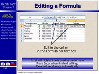 Excel Chapter 2 - Inserting Formulas in a Worksheet | PPT