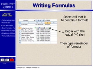 Excel Chapter 2 - Inserting Formulas in a Worksheet | PPT