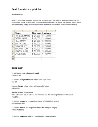Excel formulas-a-quick-list | PDF