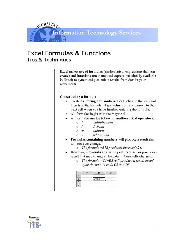 Excel formulas-manual | PDF