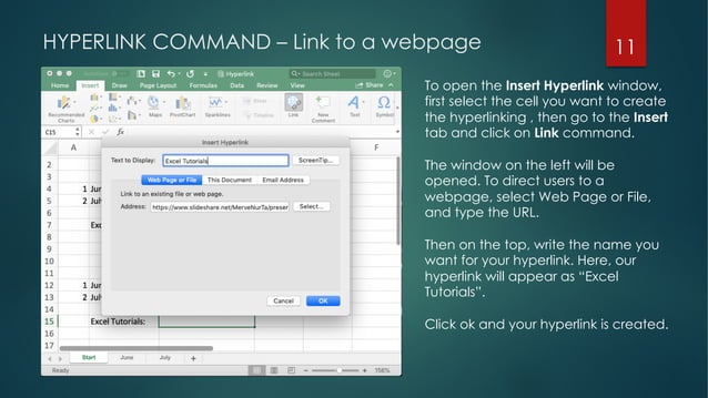Excel Tutorials Creating A Hyperlink In Excel Pdf Operating Systems Computer Software