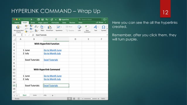 Excel Tutorials Creating A Hyperlink In Excel Pdf Operating Systems Computer Software