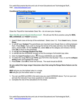 Excel Intermediate | PDF
