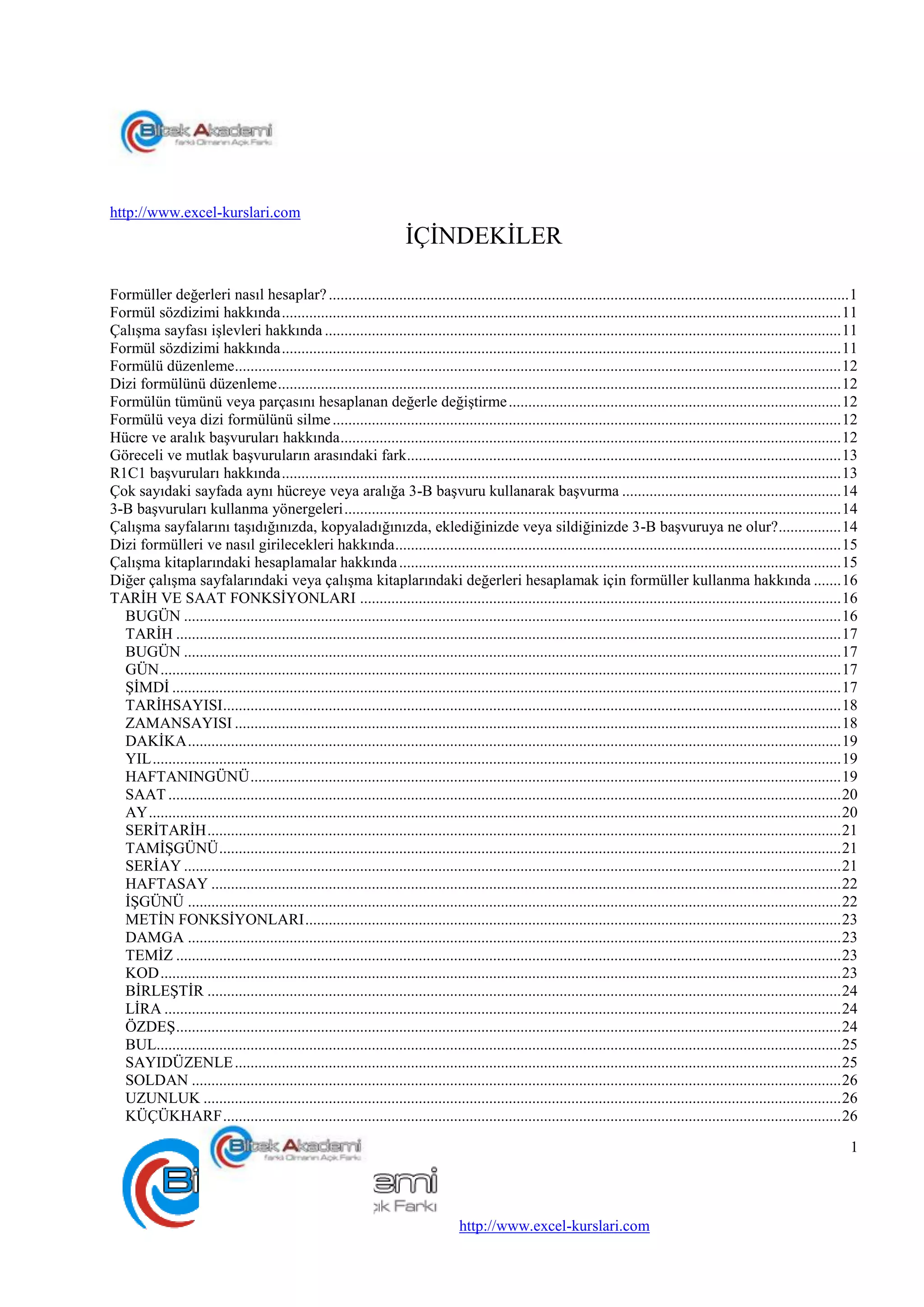 Excel kursu-egitimi-formuller | PDF