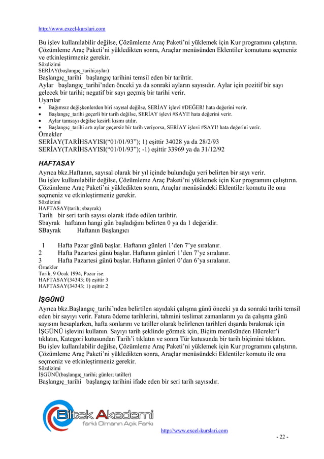 Excel kursu-egitimi-formuller | PDF