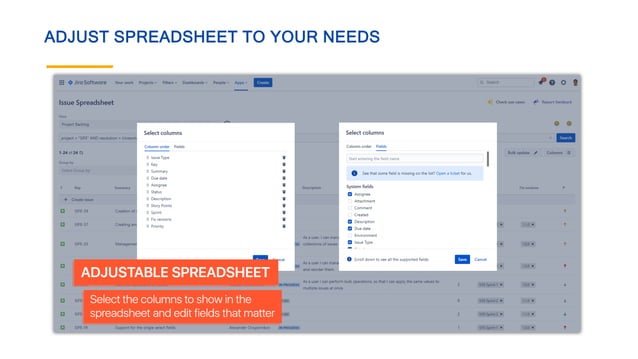 Excel like issue editing in Jira Cloud with Spreadsheet Issue Field Editor | PPT