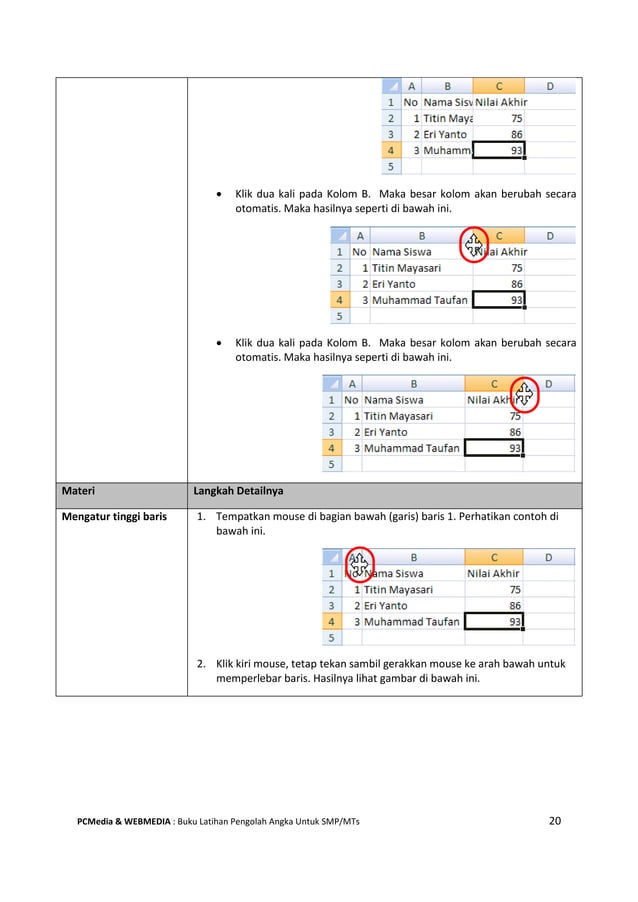 Ebook Tutorial Microsoft Excel untuk Pemula (SMP) | PDF