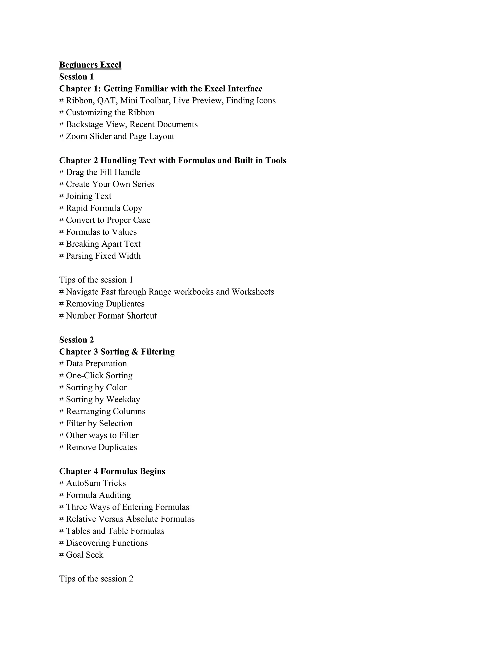 Excel training | PDF