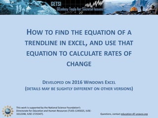 Excel tutorial for creating trend lines and calculating rates of change ...