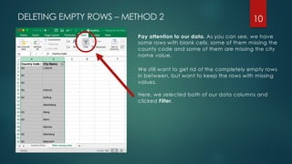 Excel Tutorials - Deleting the Empty Rows | PPT