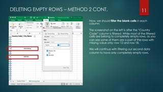 Excel Tutorials - Deleting the Empty Rows | PPT