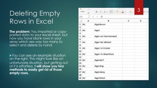 Excel Tutorials - Deleting the Empty Rows | PPT