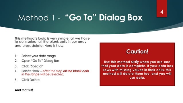 Excel Tutorials - Deleting the Empty Rows | PPT Excel Tutorials - Deleting the Empty Rows | PPT
