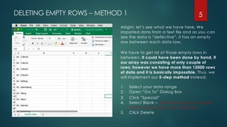 Excel Tutorials - Deleting the Empty Rows | PPT