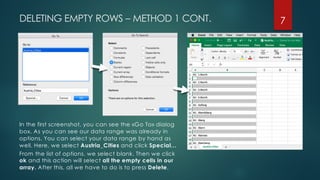 Excel Tutorials - Deleting the Empty Rows | PPT