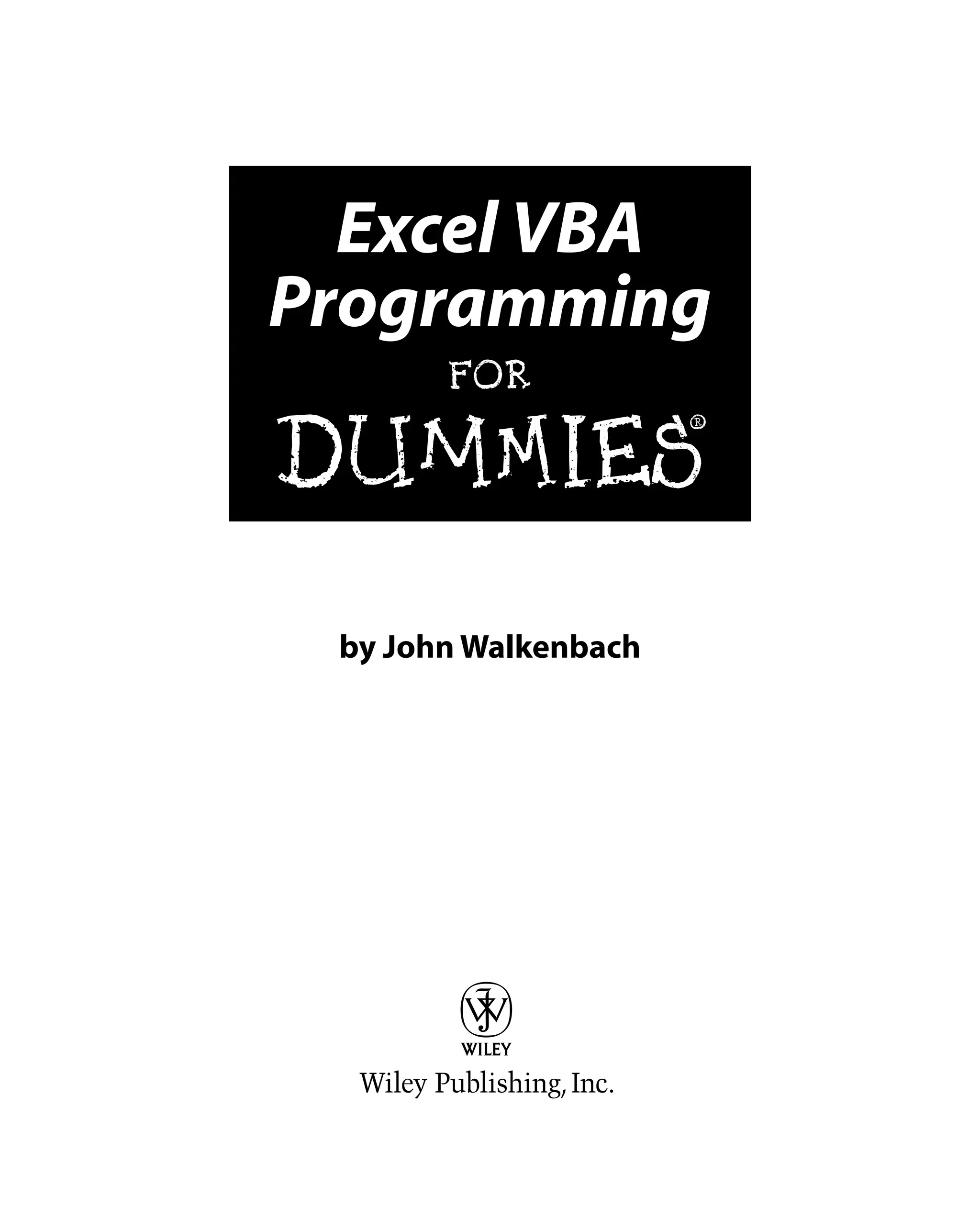 Excel.vba.for.dummies | PDF | Programming Languages | Computing