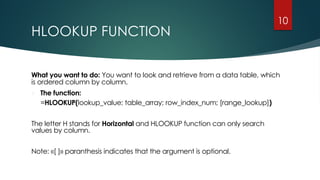 Excel Tutorials - VLOOKUP and HLOOKUP Functions | PDF