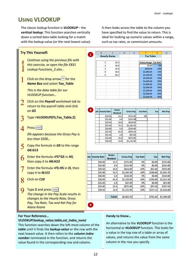 EXCEL-VLOOKUP-AND-HLOOKUP LECTURE NOTES ALL EXCEL VLOOKUP NOTES PDF ...