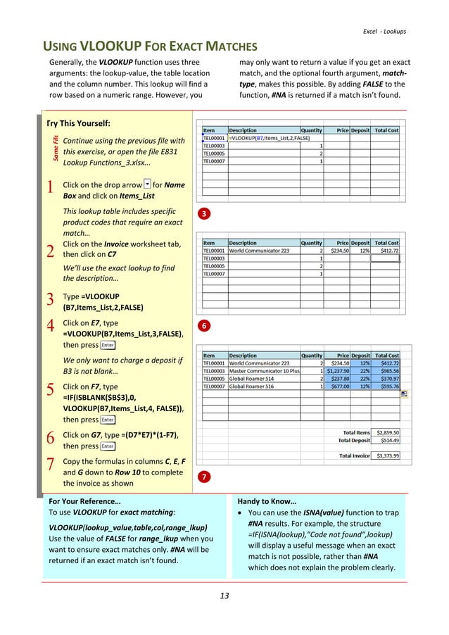 EXCEL-VLOOKUP-AND-HLOOKUP LECTURE NOTES ALL EXCEL VLOOKUP NOTES PDF ...