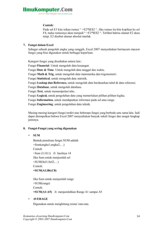 Excel 2007 dasar hingga database | PDF