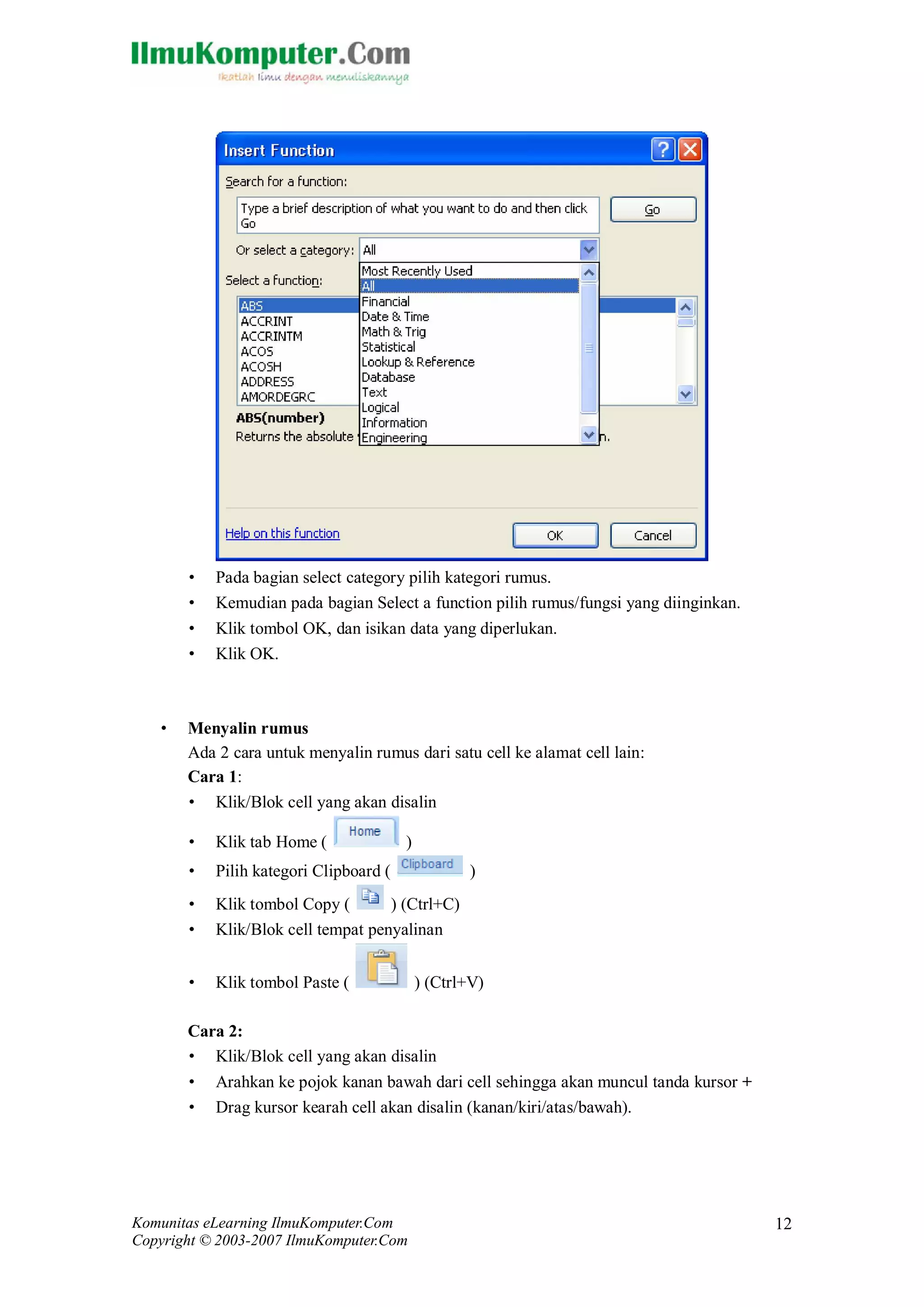 Excel 07 Dasar hingga data base | PDF