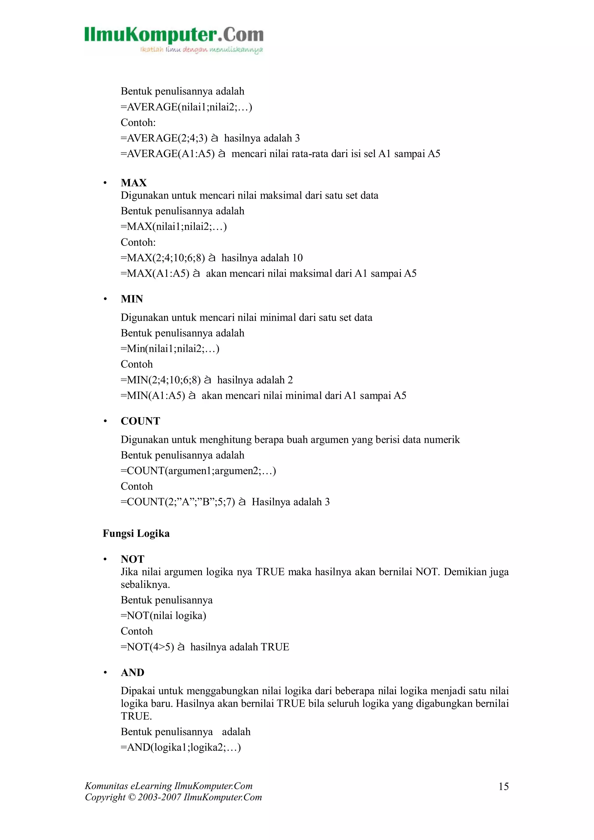 Excel 07 Dasar hingga data base | PDF