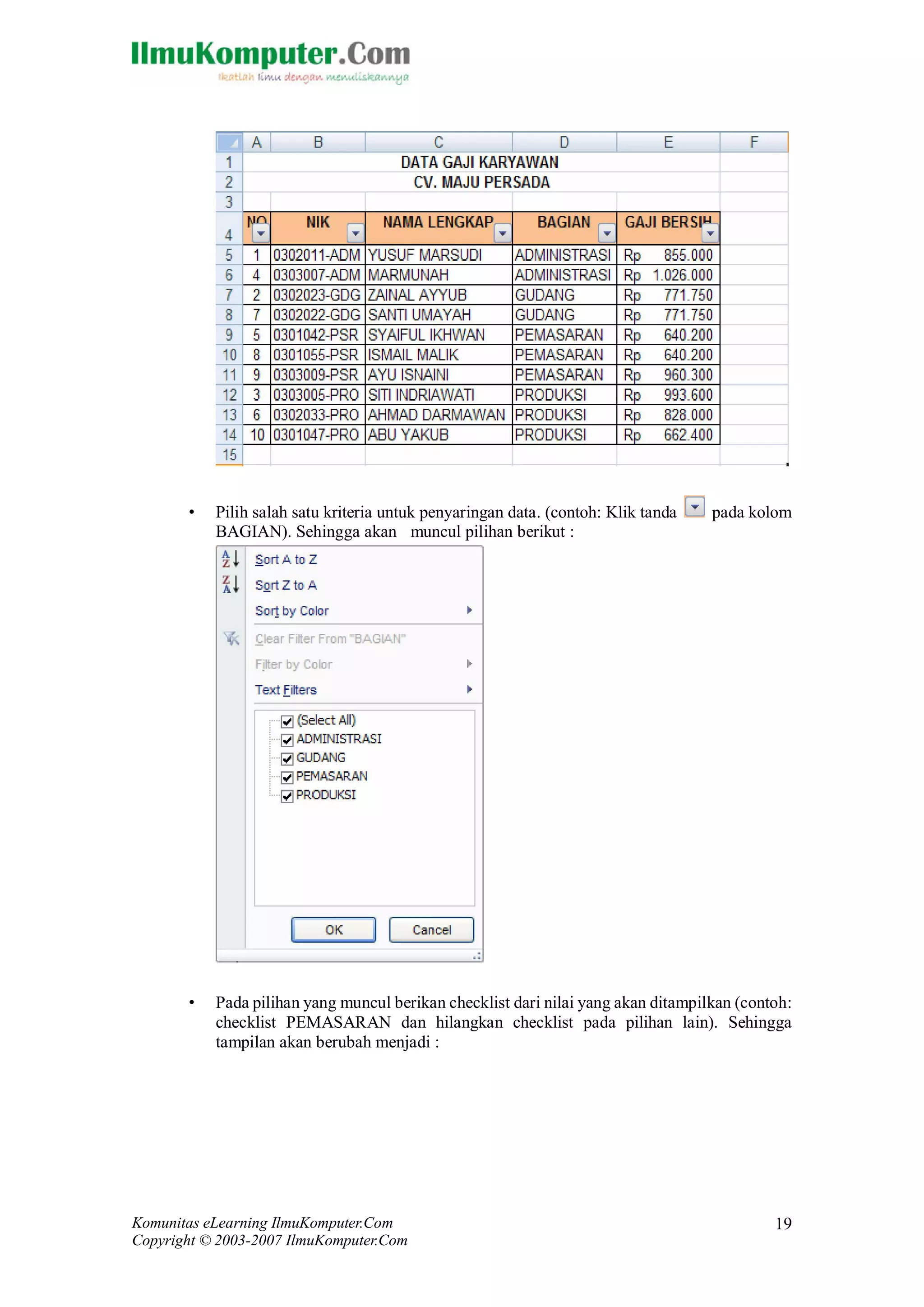 Excel 07 Dasar hingga data base | PDF