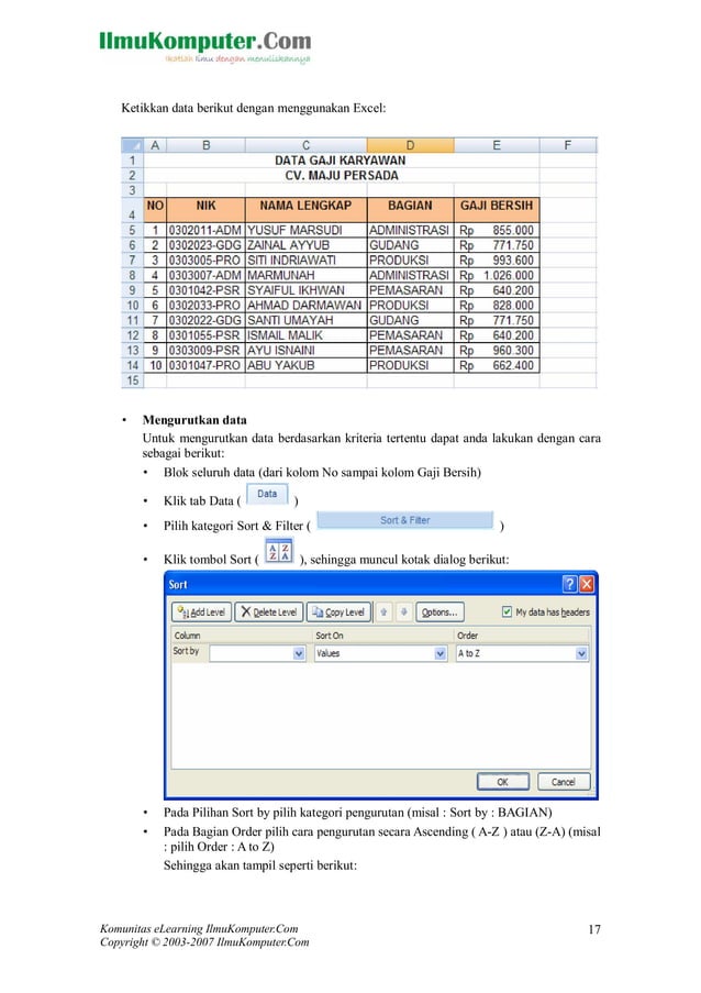 Excel 07 Dasar hingga data base | PDF
