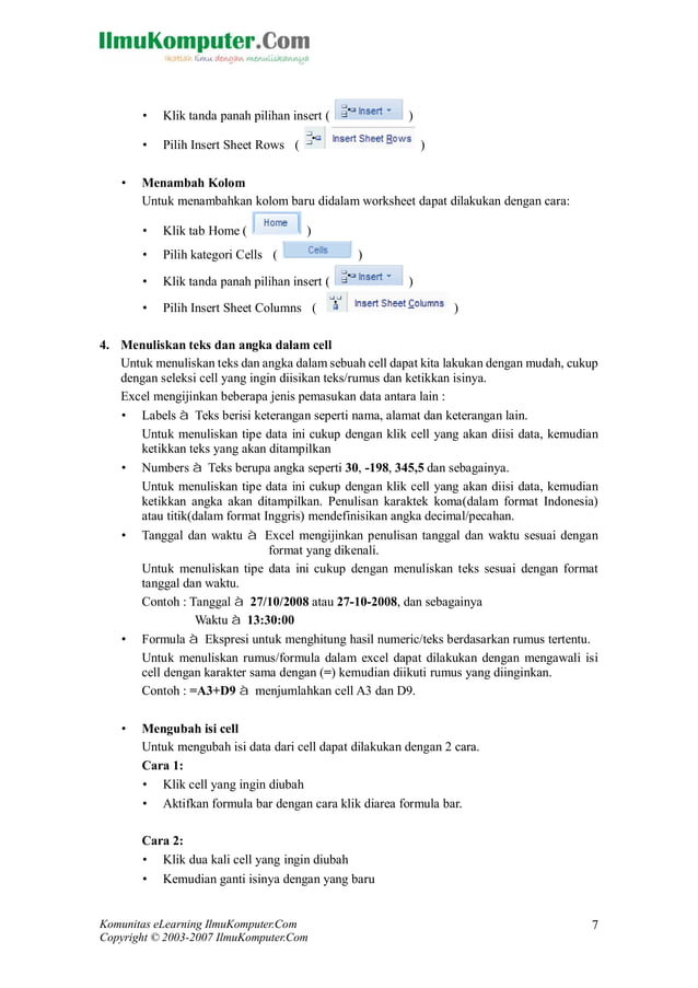 Excel 07 Dasar hingga data base | PDF