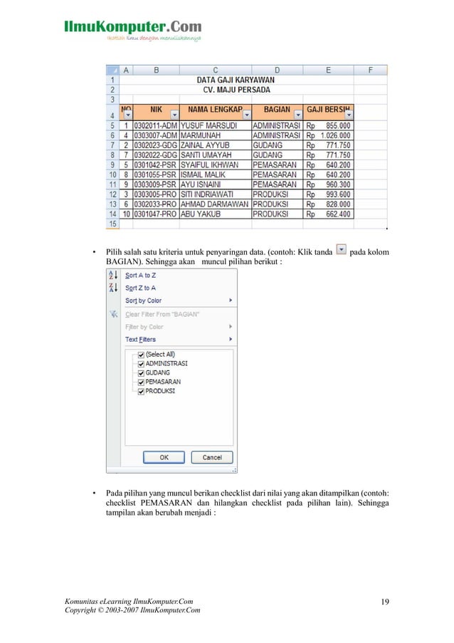 Excel07 dasarhinggdatabase wow | PDF