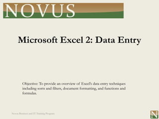 Excel Lesson 2: Data Entry | PPT