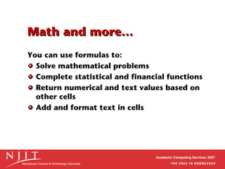 Excel 2003 formulas | PPT