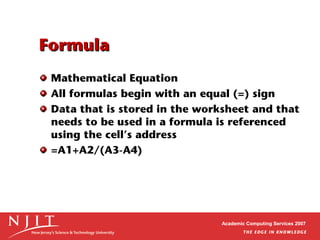 Excel 2003 formulas | PPT