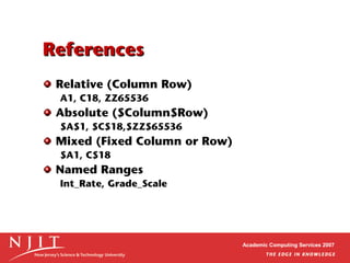 Excel 2003 formulas | PPT