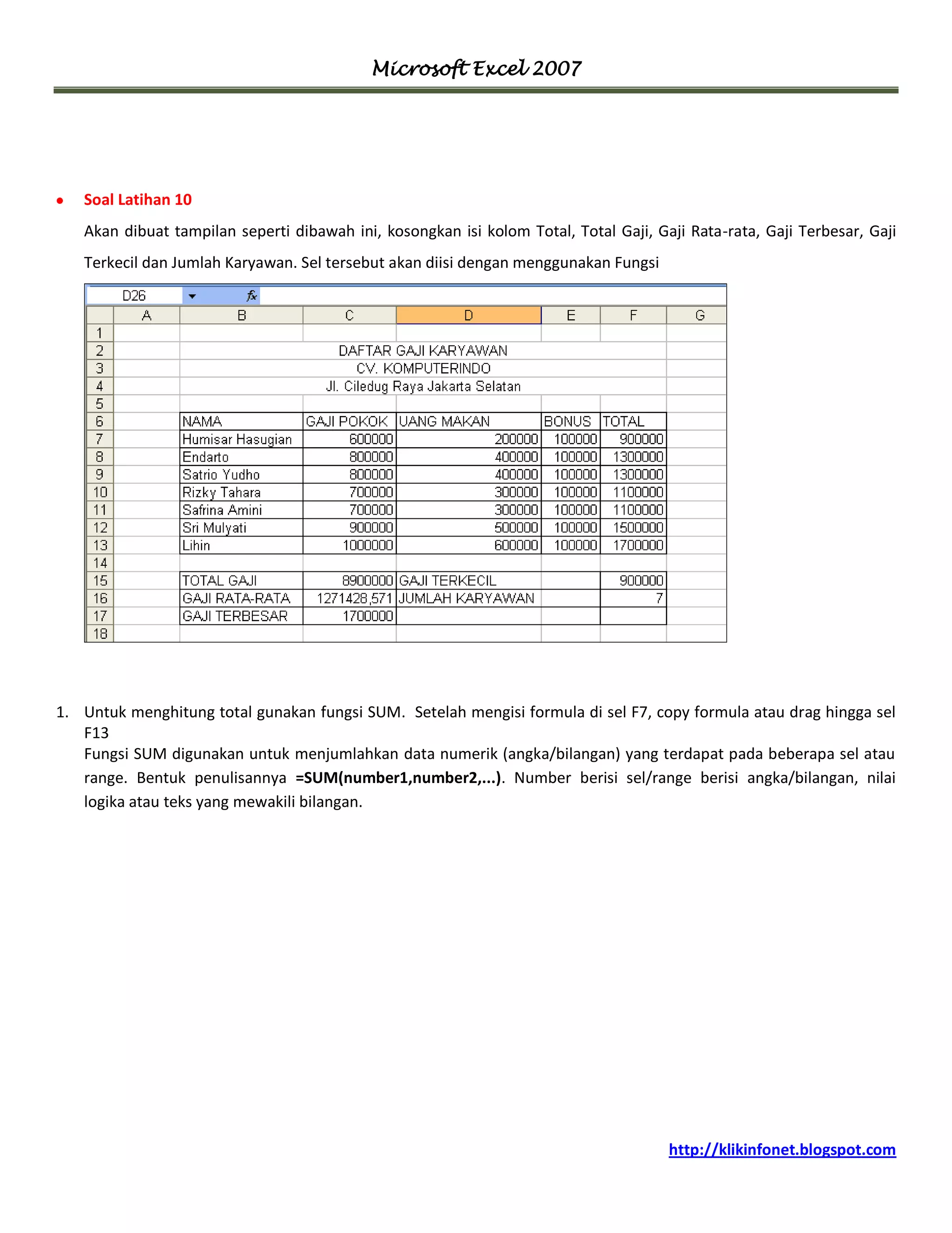 Excel 2007 bagian 1 | PDF