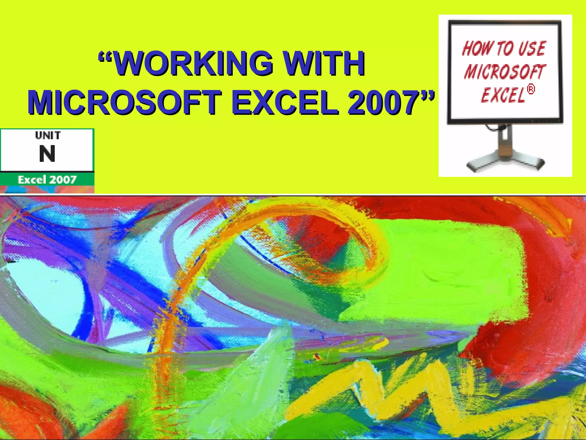 Excel 2007 for inset final copy | PPT | Desktop Publishing | Computer Software and Applications