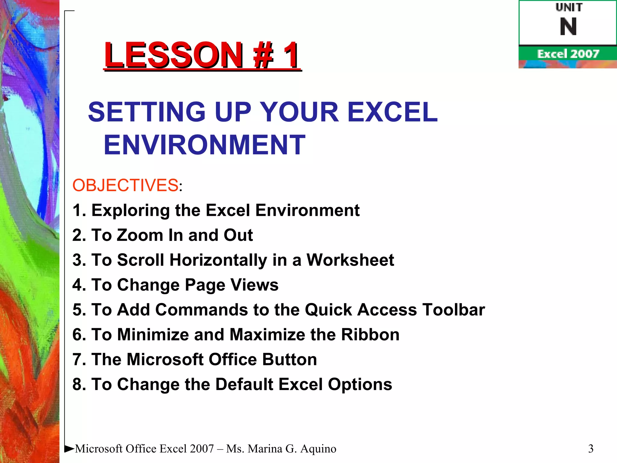 Excel 2007 for inset final copy | PPT | Desktop Publishing | Computer ...