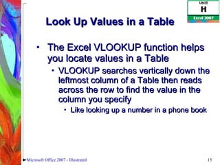 Excel 2007 Unit H | PPT