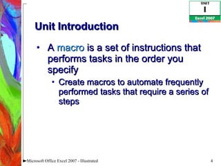 Excel 2007 Unit I | PPT | Free Download