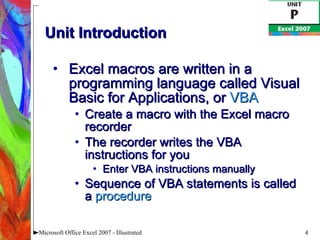 Excel 2007 Unit P | PPT