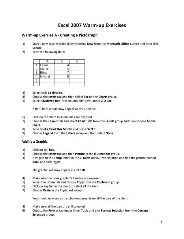 Excel 2007 warm up | PDF