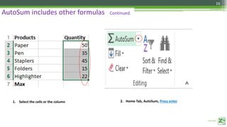 Excel 2010 autosum | PPT