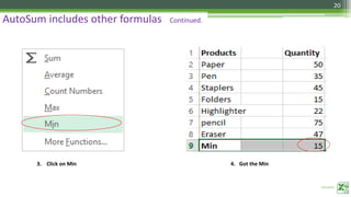 Excel 2010 autosum | PPT