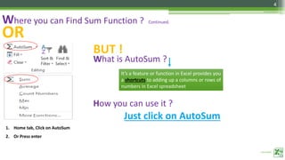 Excel 2010 autosum | PPT