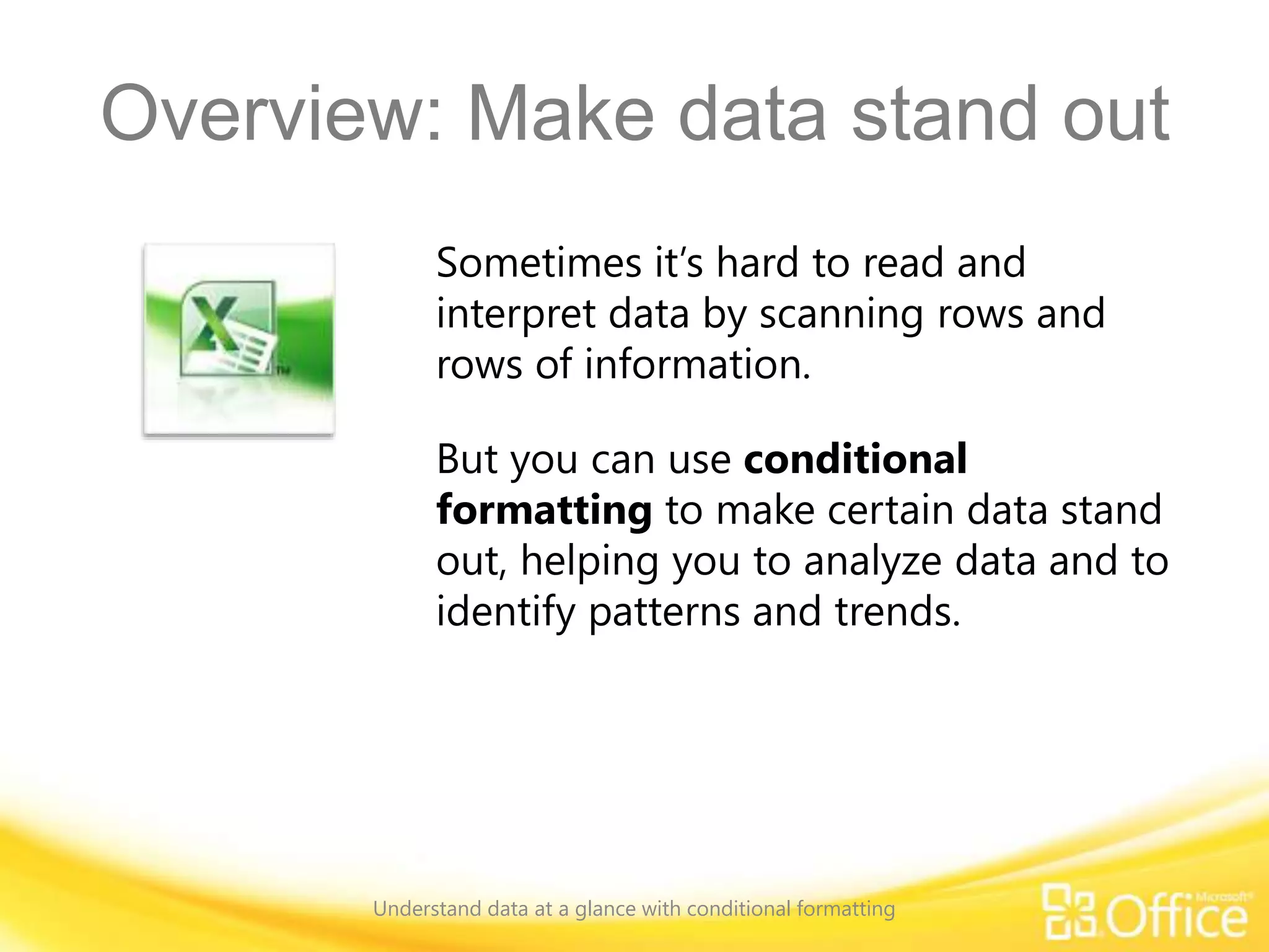 Excel 2010 training presentation understand data at a glance with ...