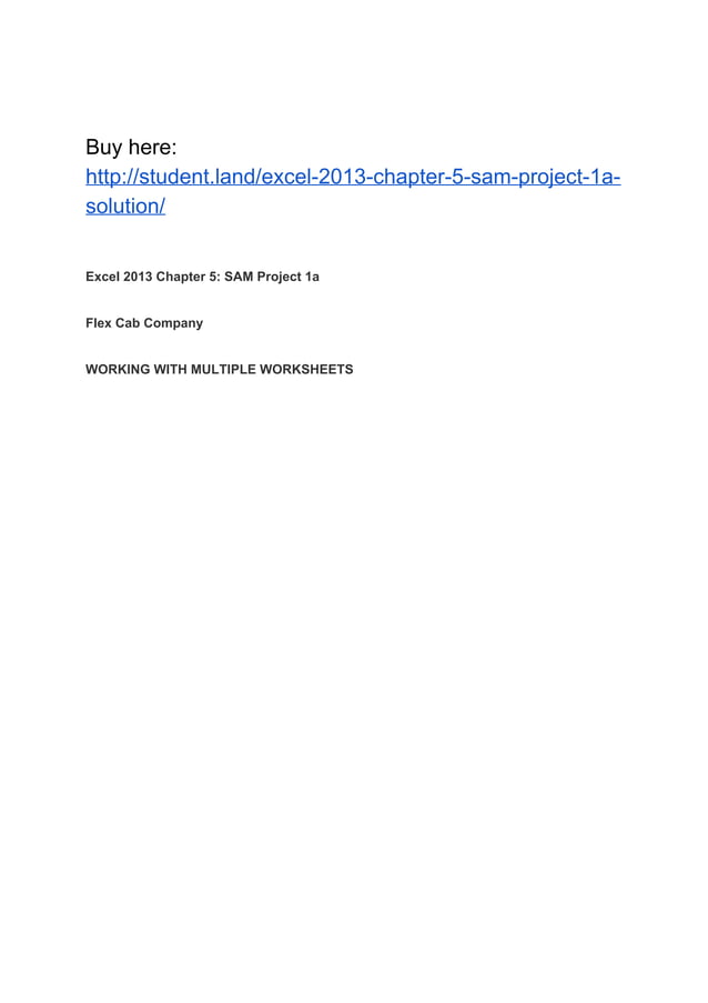 Excel 2013 Chapter 5: SAM Project 1a (solution) | PDF