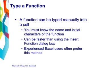 Excel 2013 illustrated unit b | PPTX