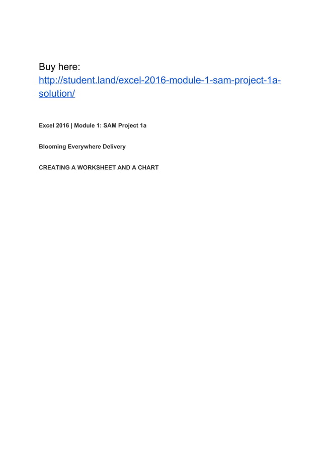Excel 2016 | Module 1: SAM Project 1a (solution) | PDF